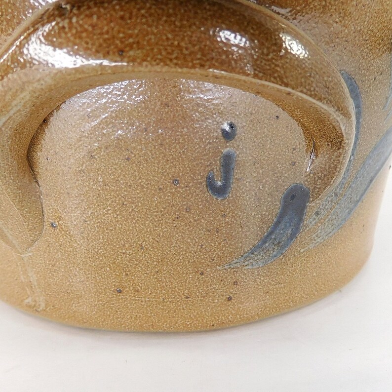 Rowe Pottery 1991 Batter Jug Pitcher Pail Blue Wing Salt Glaze 8.5 ...