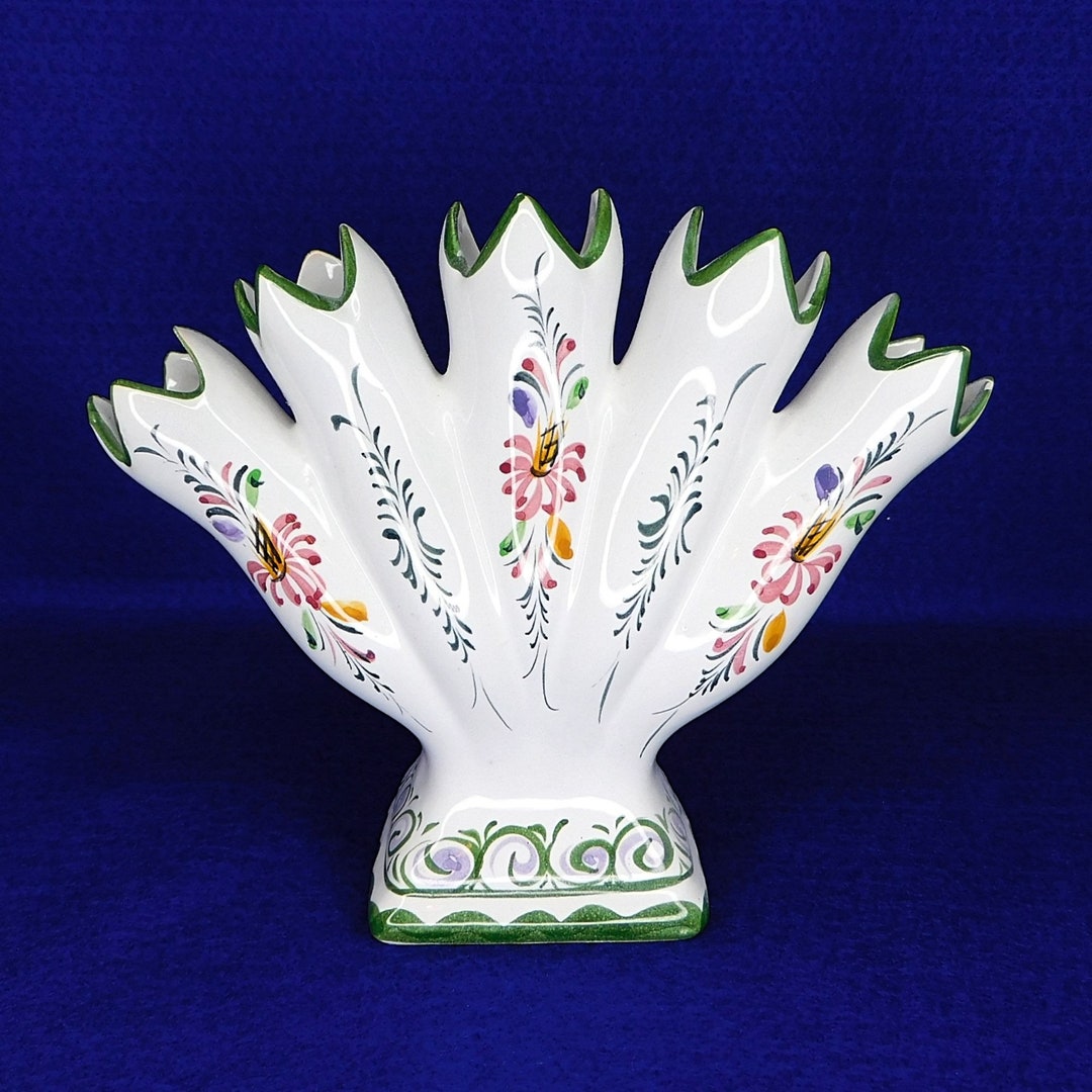 Portugal Five Finger Tulip Vase Hand Painted Ceramic - Etsy