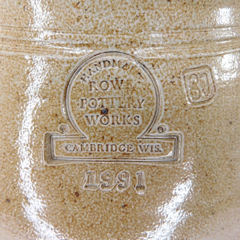 Rowe Pottery 1991 Batter Jug Pitcher Pail Blue Wing Salt Glaze 8.5 ...