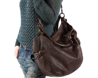 Distressed leather bag | Etsy