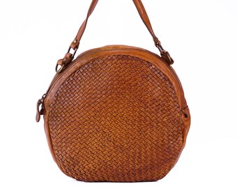 Woven leather bag | Etsy