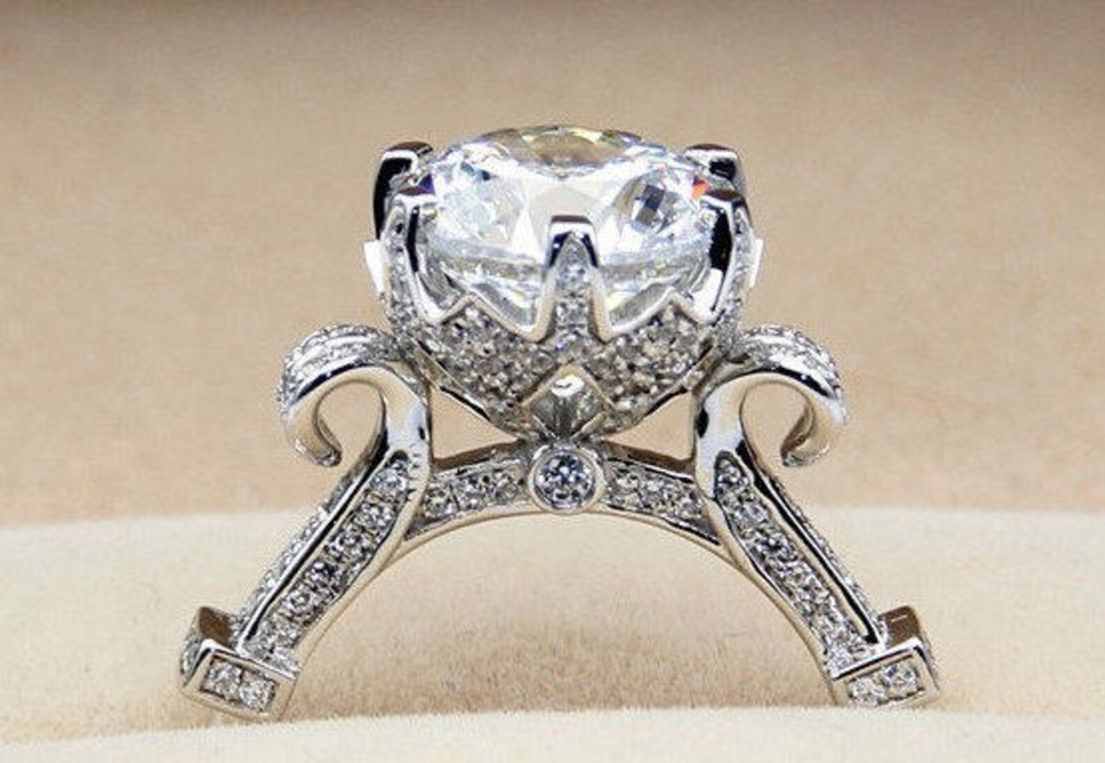 14k Gold 3 Carat Diamond Cinderella Pumpkin Carriage Fairy Tale Wedding ...