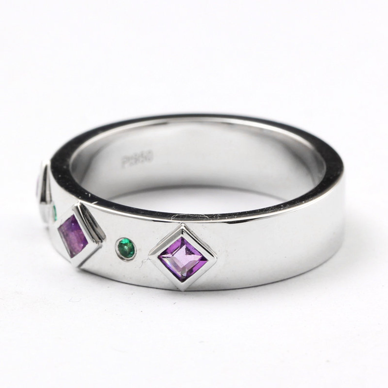 Joker Natural Amythest and Emerald Ring Villains Engagement Wedding ...