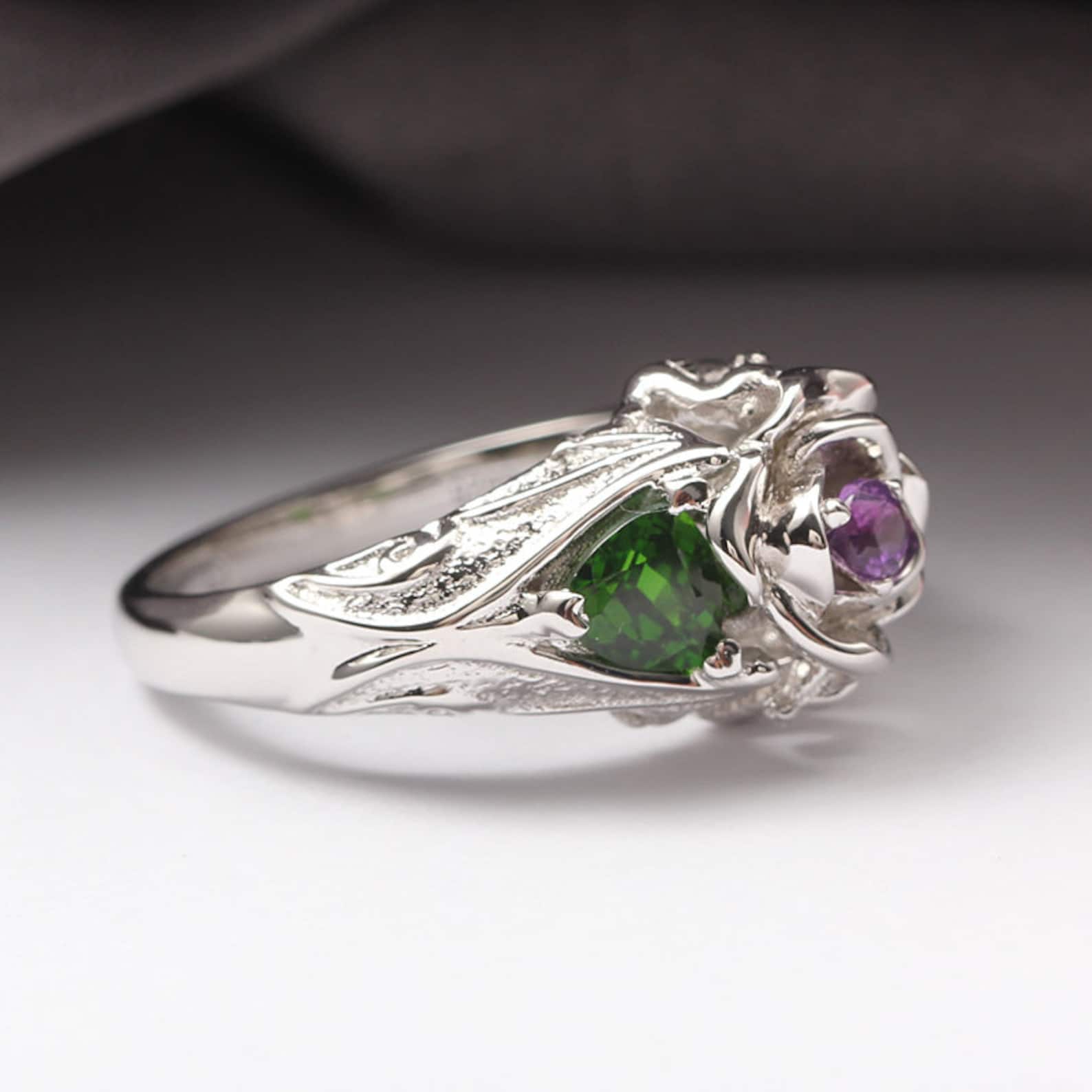 Malevolent Villian Engagement Ring Natural Amythest and - Etsy