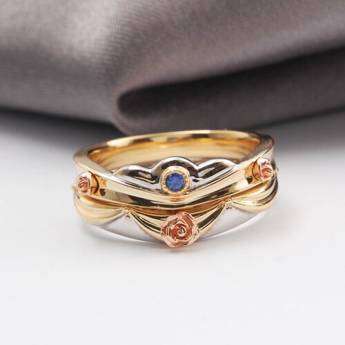 Enchanted Rose Flower Ring 14k Rose and White Gold Beauty | Etsy