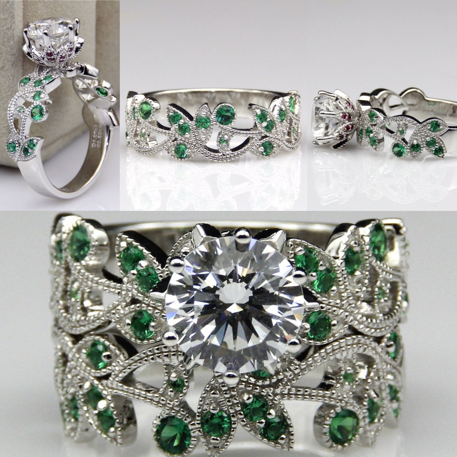 Emerald Ruby and Diamond Cosplay Costume Engagement Ring - Etsy Canada