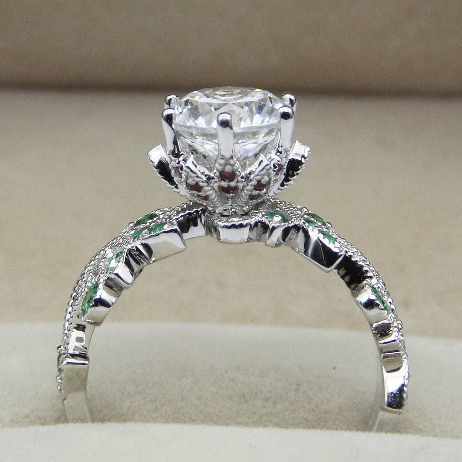 Emerald Ruby and Diamond Cosplay Costume Engagement Ring - Etsy Canada