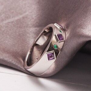 Joker Natural Amythest and Emerald Ring Villains Engagement Wedding ...