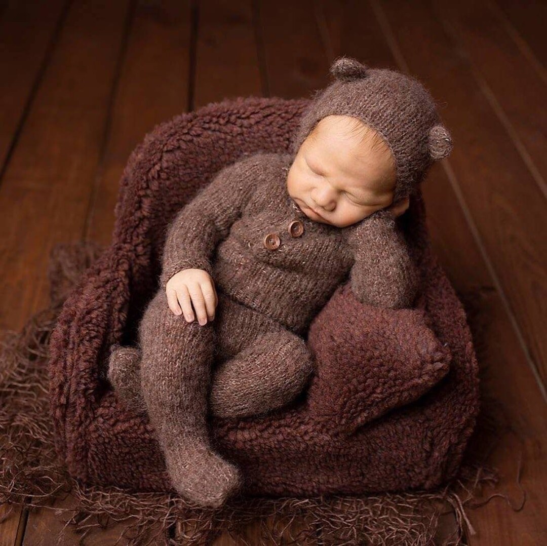 Newborn Teddy Bear Outfit, Set for Newborn, Teddy Bear Hat and Romper ...