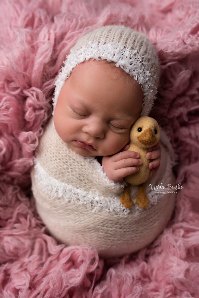 Delicate Fluffy Bonnet and Wrap Set Fluffy Bonnet Newborn - Etsy