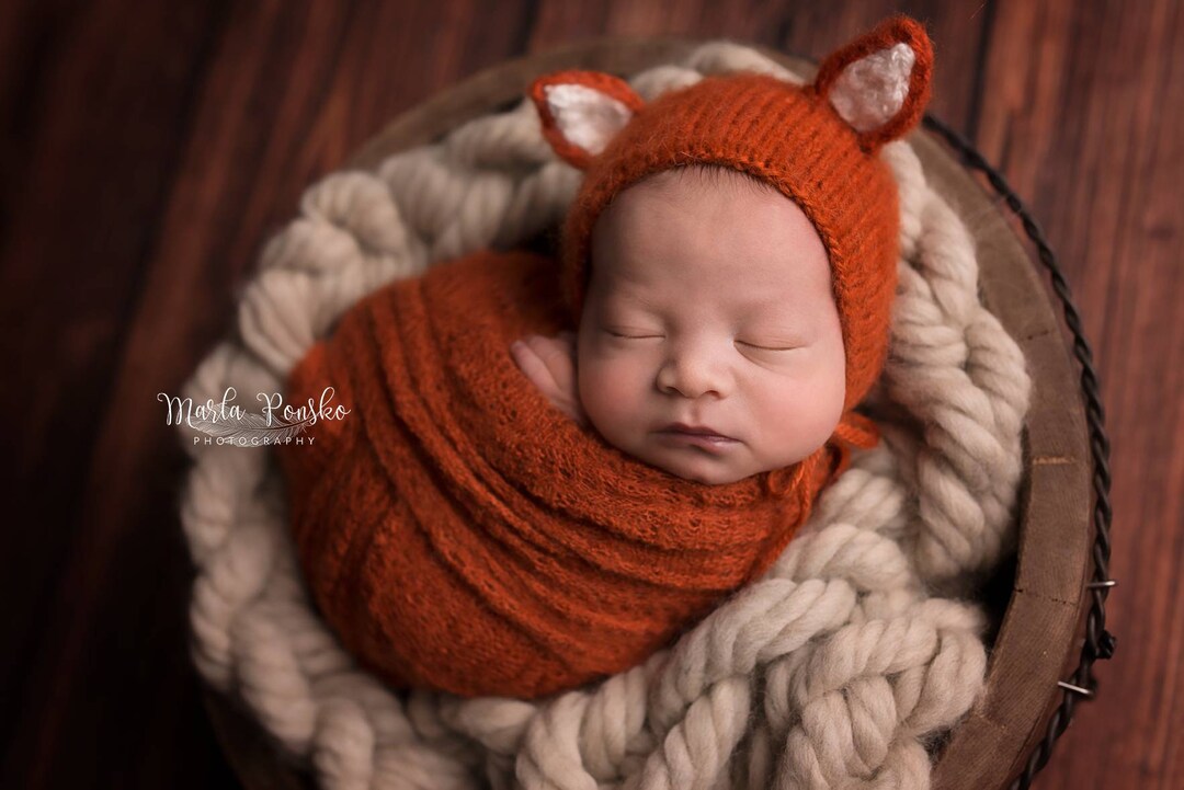 Newborn Baby Fox Bonnet, Fox Bonnet, Baby Bonnet, Newborn Fox Hat ...