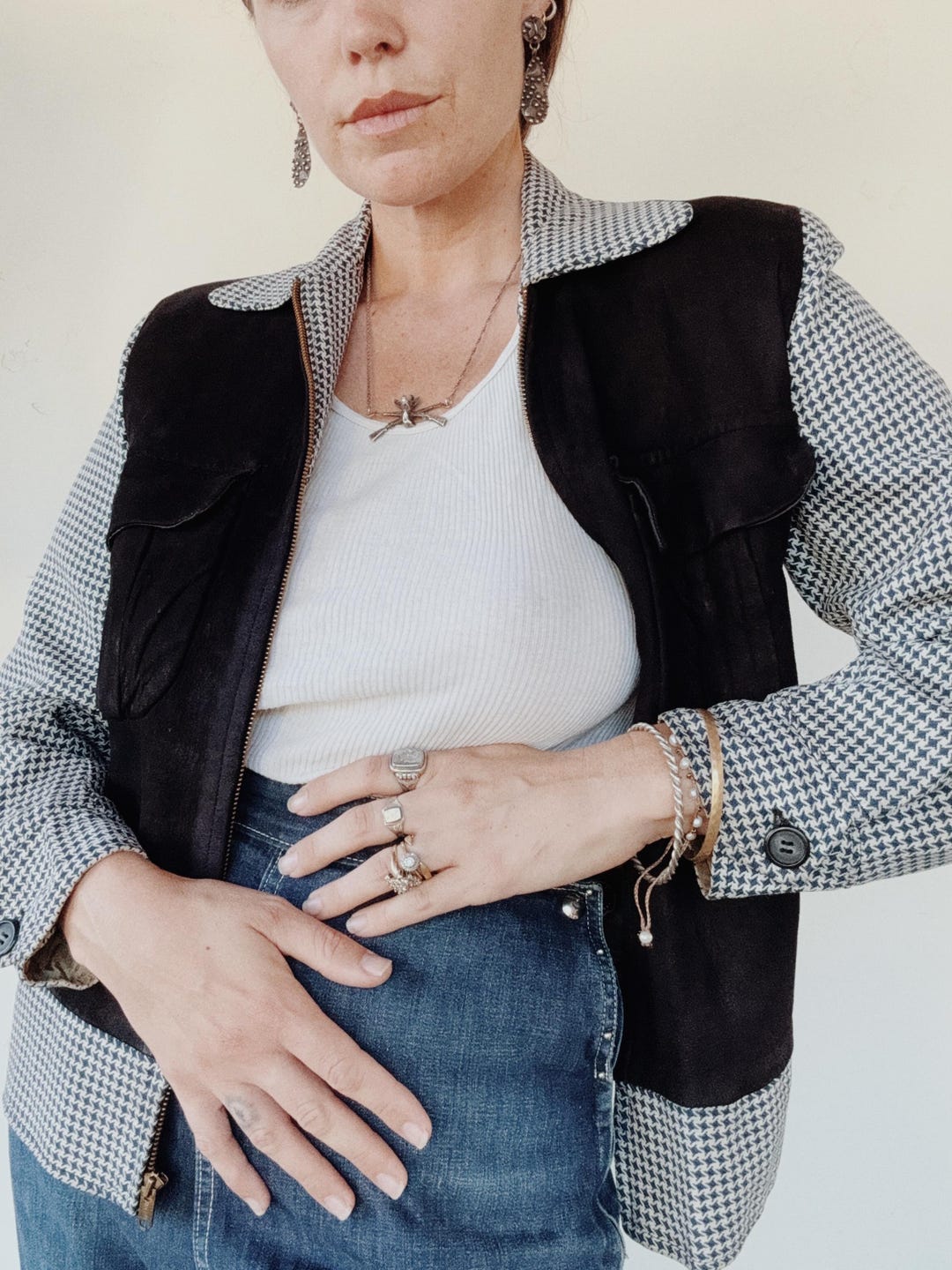 1950s/50s Navy Two Tone Houndstooth Suede Ricky Jacket S/M - Etsy