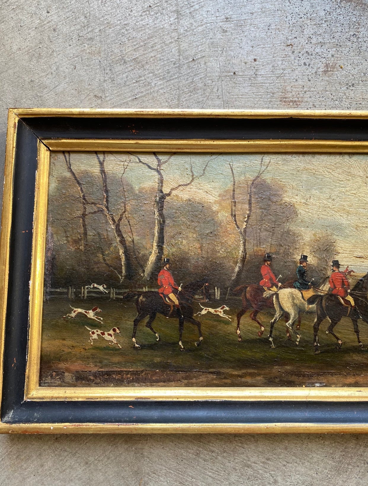 Antique 19th Century English Hunting Scene Oil on Wood Framed - Etsy