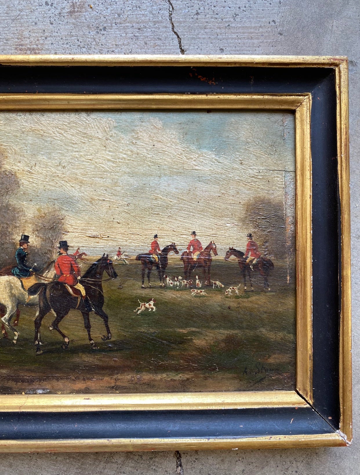 Antique 19th Century English Hunting Scene Oil on Wood Framed - Etsy