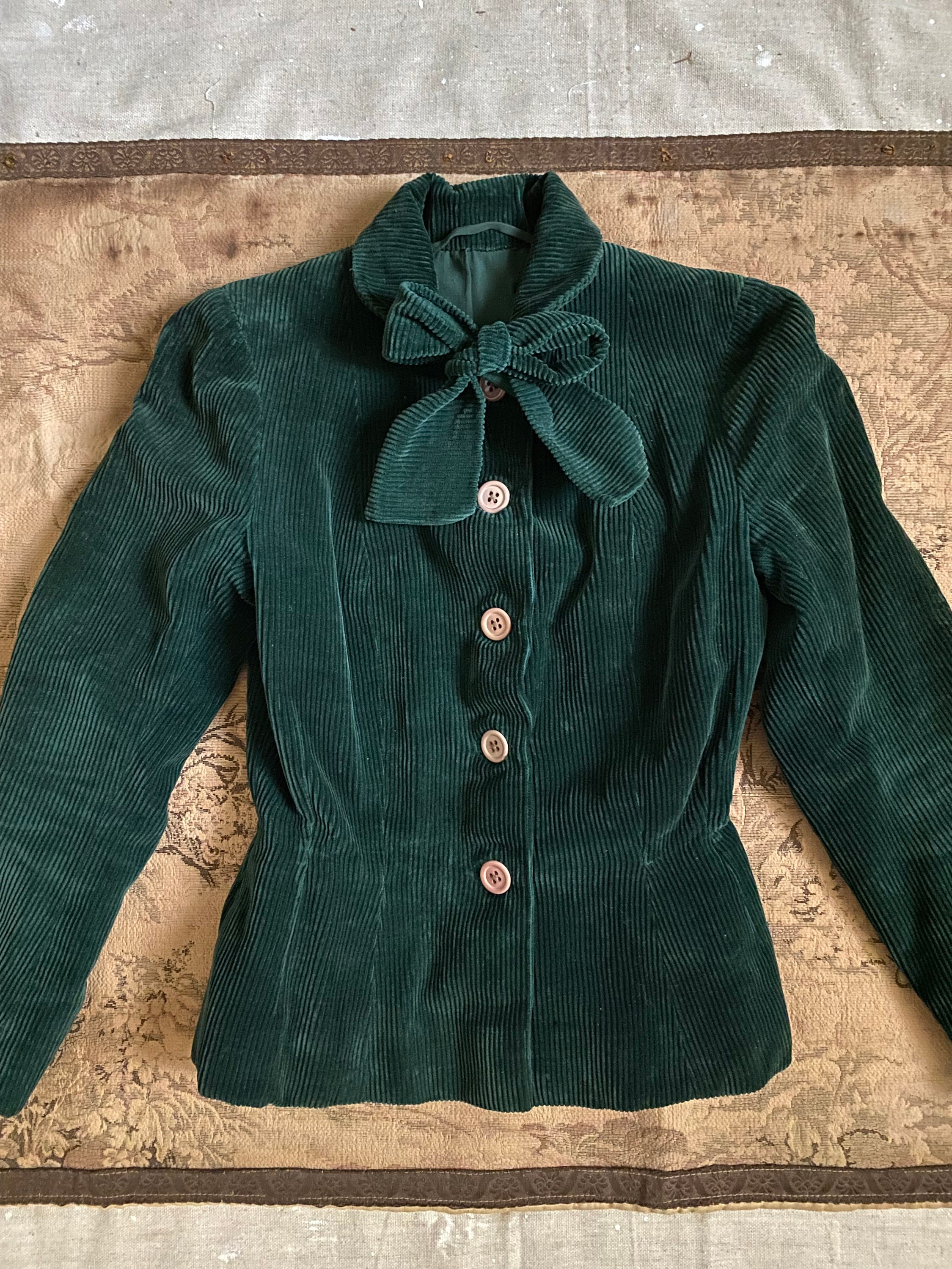 1940s Belgian Dark Green Corduroy Jacket XS - Etsy