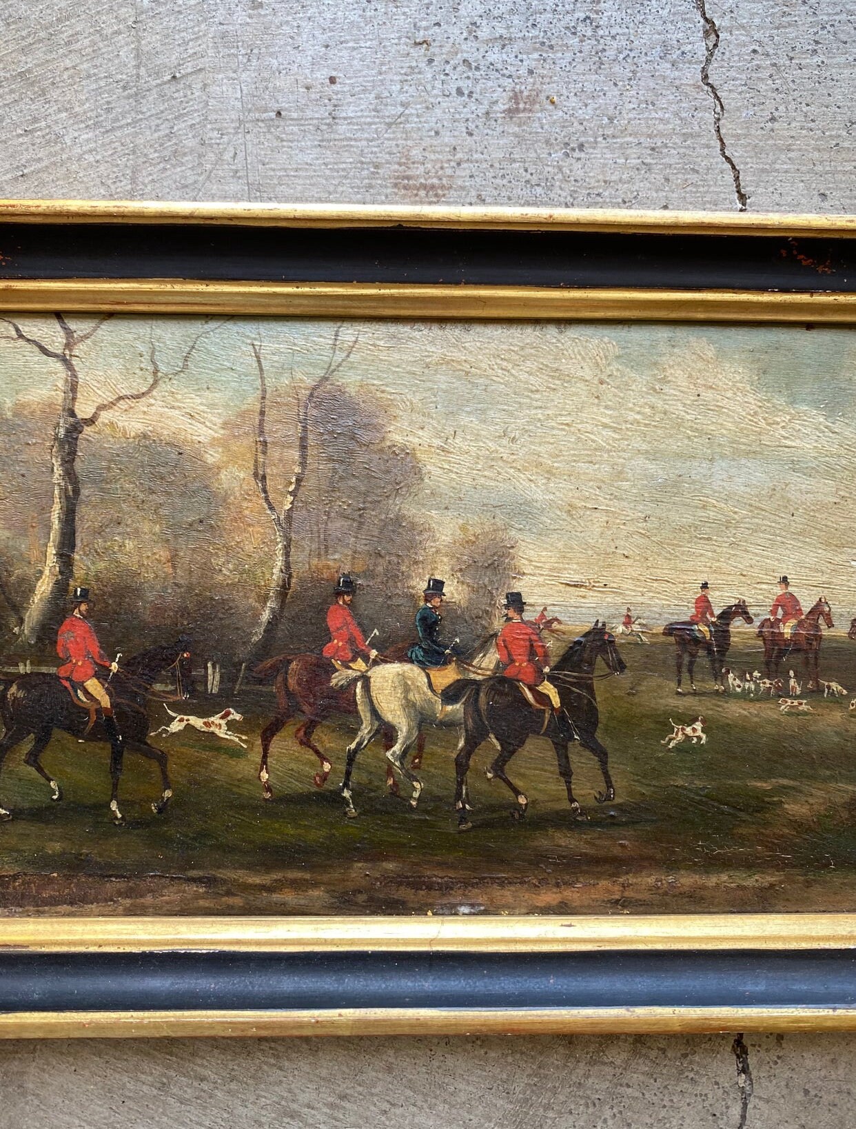 Antique 19th Century English Hunting Scene Oil on Wood Framed - Etsy