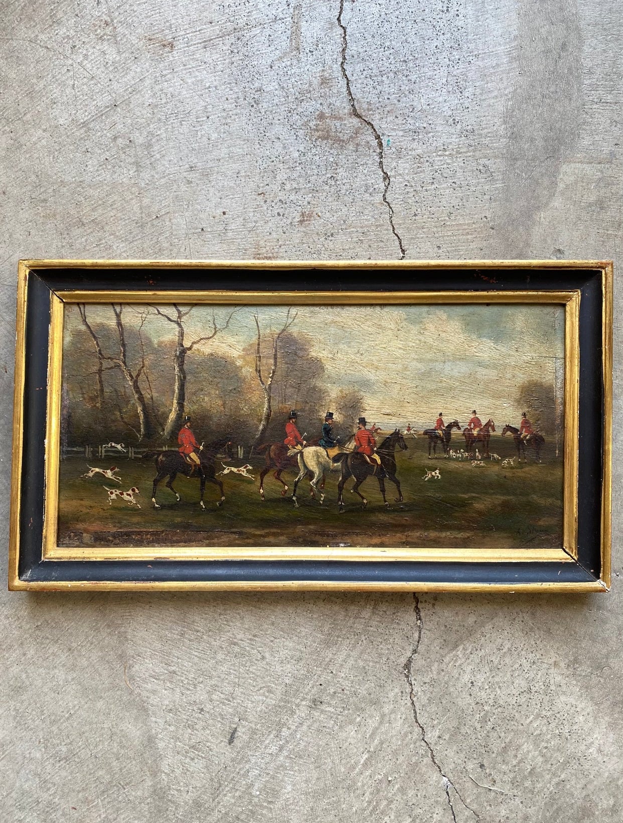 Antique 19th Century English Hunting Scene Oil on Wood Framed - Etsy