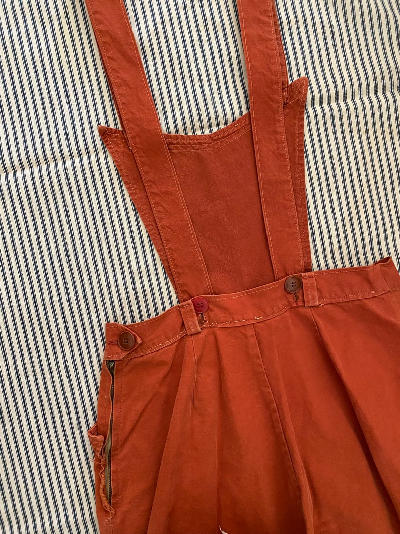 RARE 1940s French Burnt Orange Womens Overalls W/ Deco Details- 5/6 - Etsy