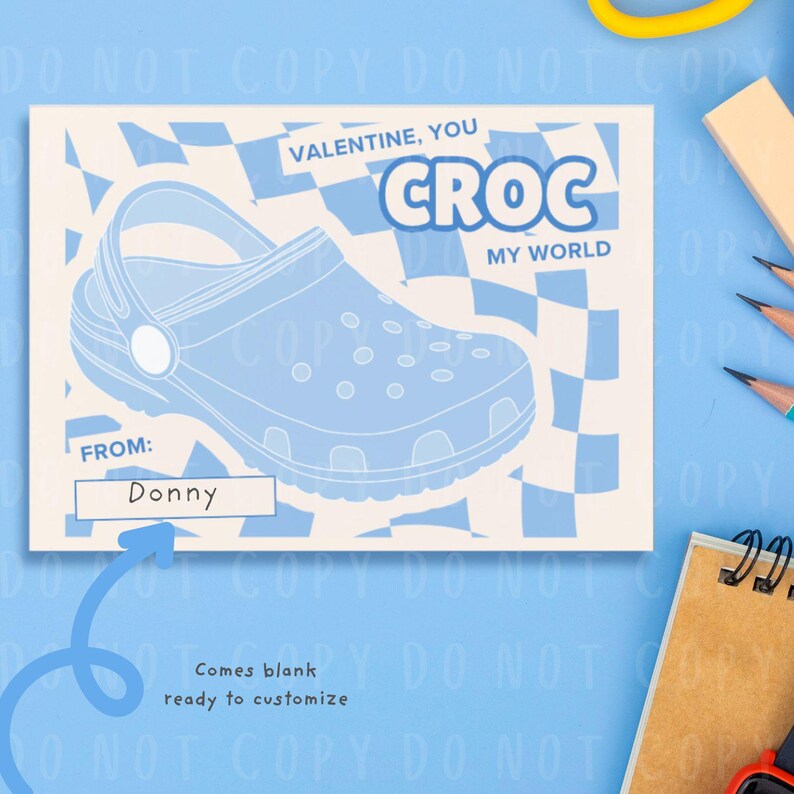 Printable Croc Shoe Valentine | Cute Classroom Valentine Cards ...