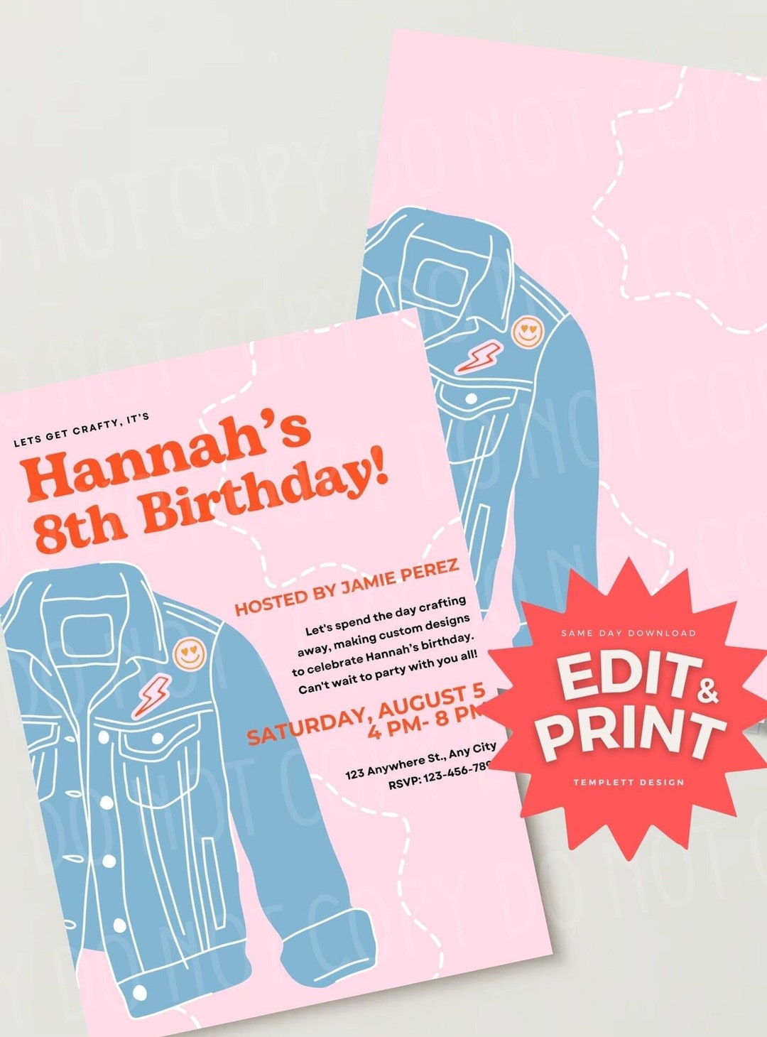 Editable Patch & Craft Birthday Party Invitation - Any Age - Cute Patch Party Invitation ...