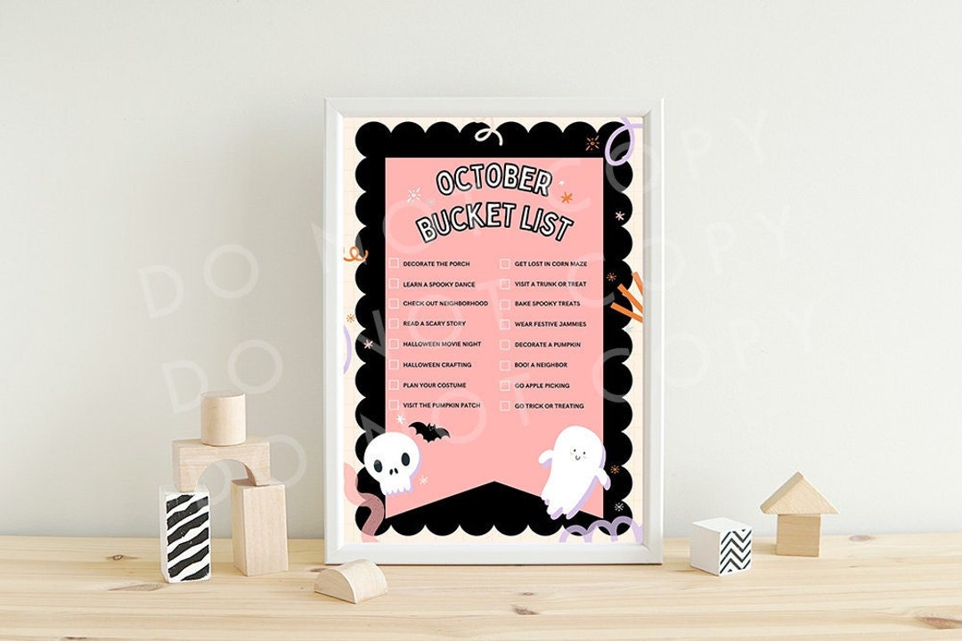 Editable Fall October Bucket List - Any Age - Trendy Halloween Bucket ...