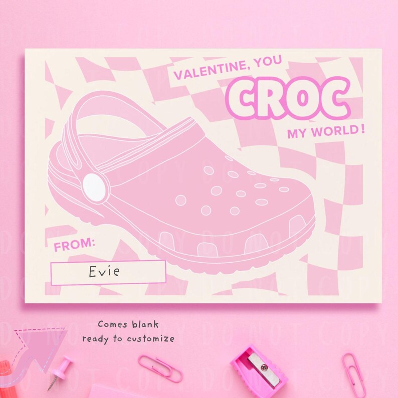 Printable Croc Shoe Valentine | Cute Classroom Valentine Cards ...