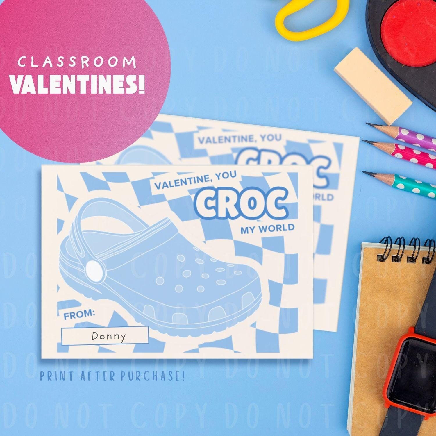 Printable Croc Shoe Valentine | Cute Classroom Valentine Cards ...