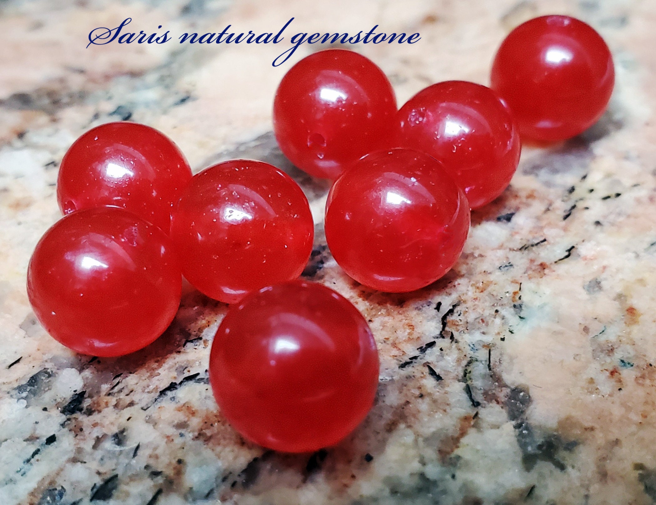 Natural Malaysia jade beads Red cherry color Round Dyed | Etsy