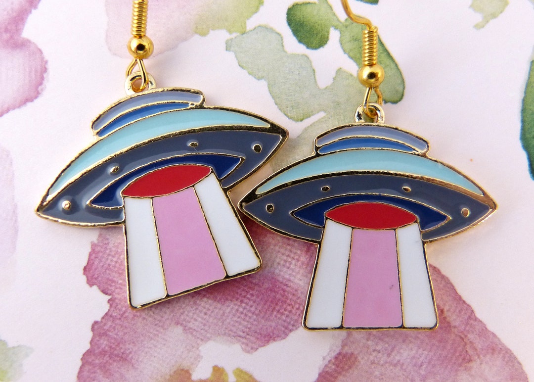 UFO Earrings, Space, Hypoallergenic, Spaceship, Martians, Science ...