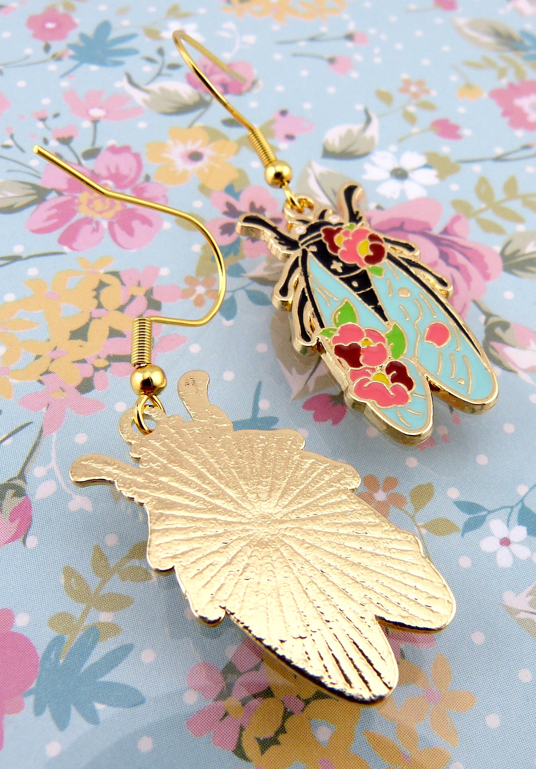 Cicada Earrings, Pretty Cicadas With Flowers, Heat Bugs, Funky, Fun ...