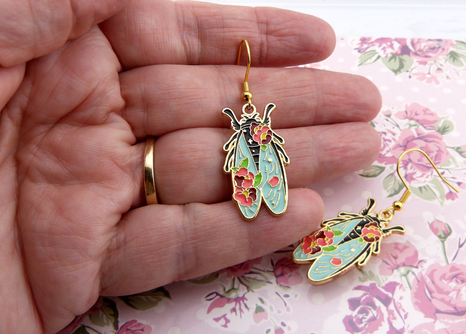 Cicada Earrings, Pretty Cicadas With Flowers, Heat Bugs, Funky, Fun ...