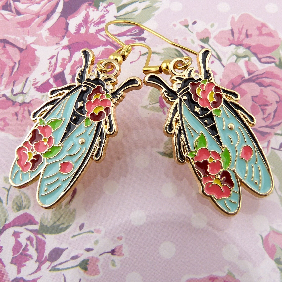 Cicada Earrings, Pretty Cicadas With Flowers, Heat Bugs, Funky, Fun ...