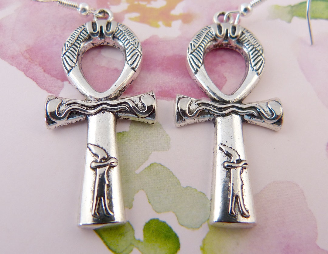 Ankh Earrings, Ornate Ancient Egyptian Symbols, Detailed, Elaborate ...
