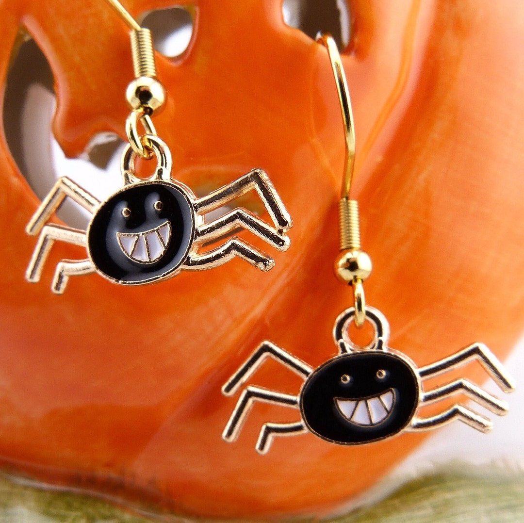 Smiling Spider Earrings, Happy Wee Spider Sports a Big Toothy Grin for ...