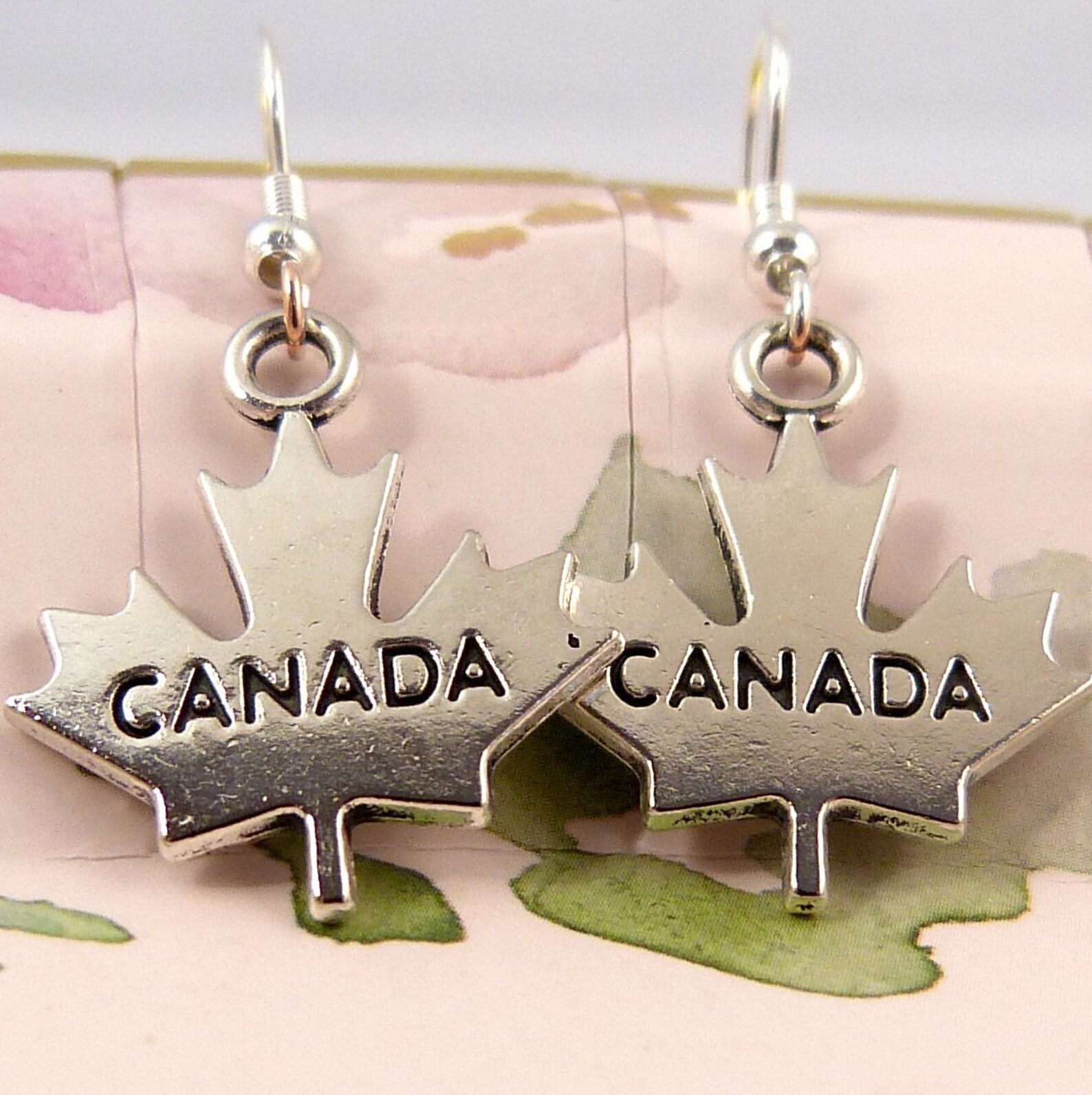 Canada Earrings, Hypoallergenic, Maple Leaf Engraved With 'CANADA ...