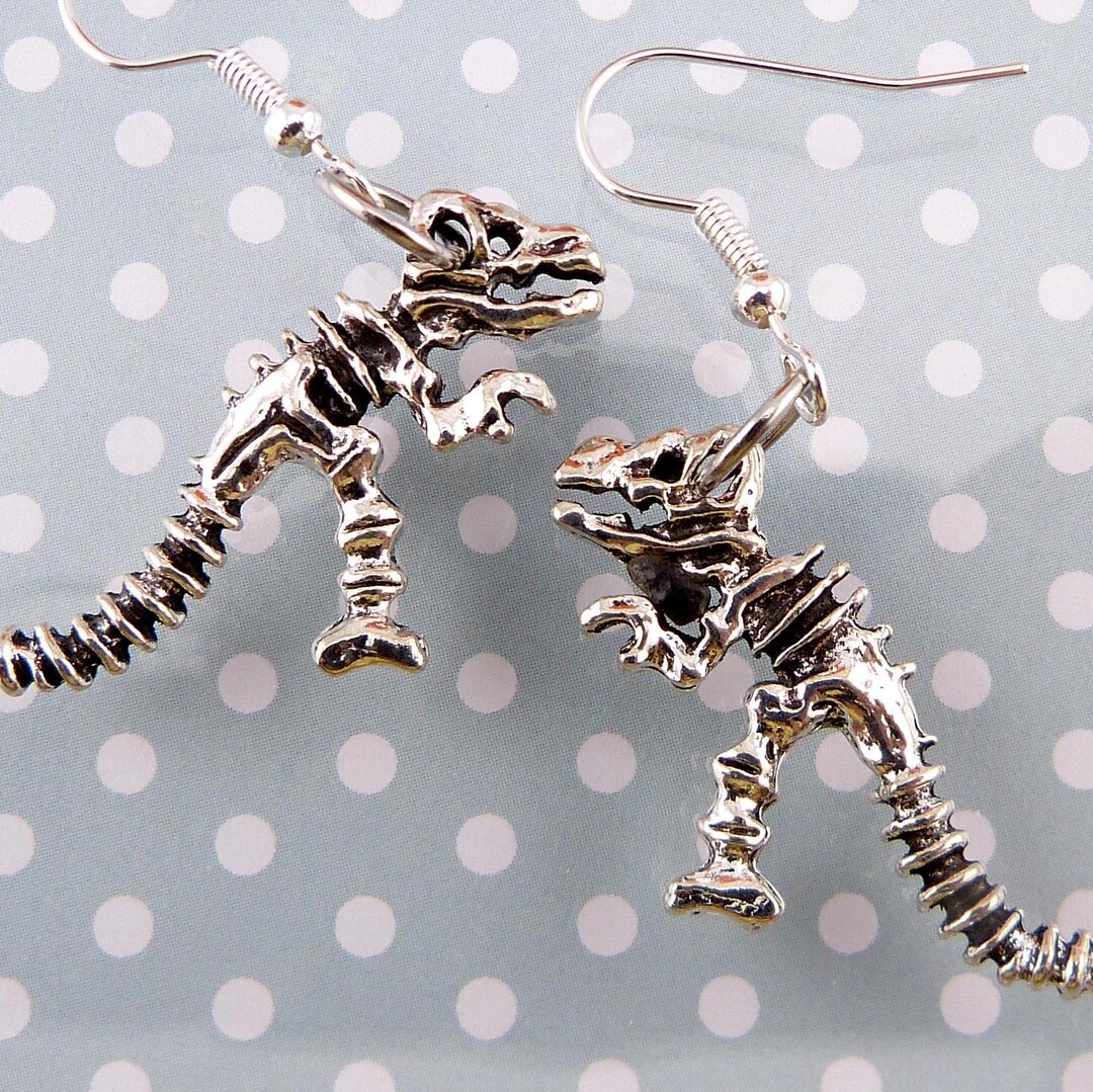 Dinosaur Skeleton Earrings, Scary Spooky and Creepy but Fun! Halloween ...