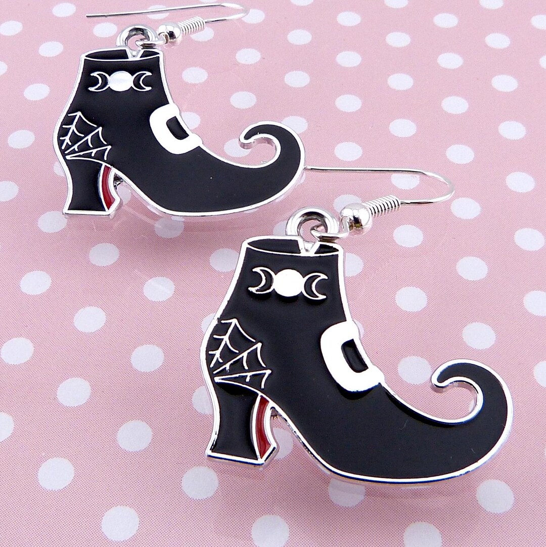 Witch's Boots Earrings, Funky Ankle Boots With Witchy Details, Adorably ...
