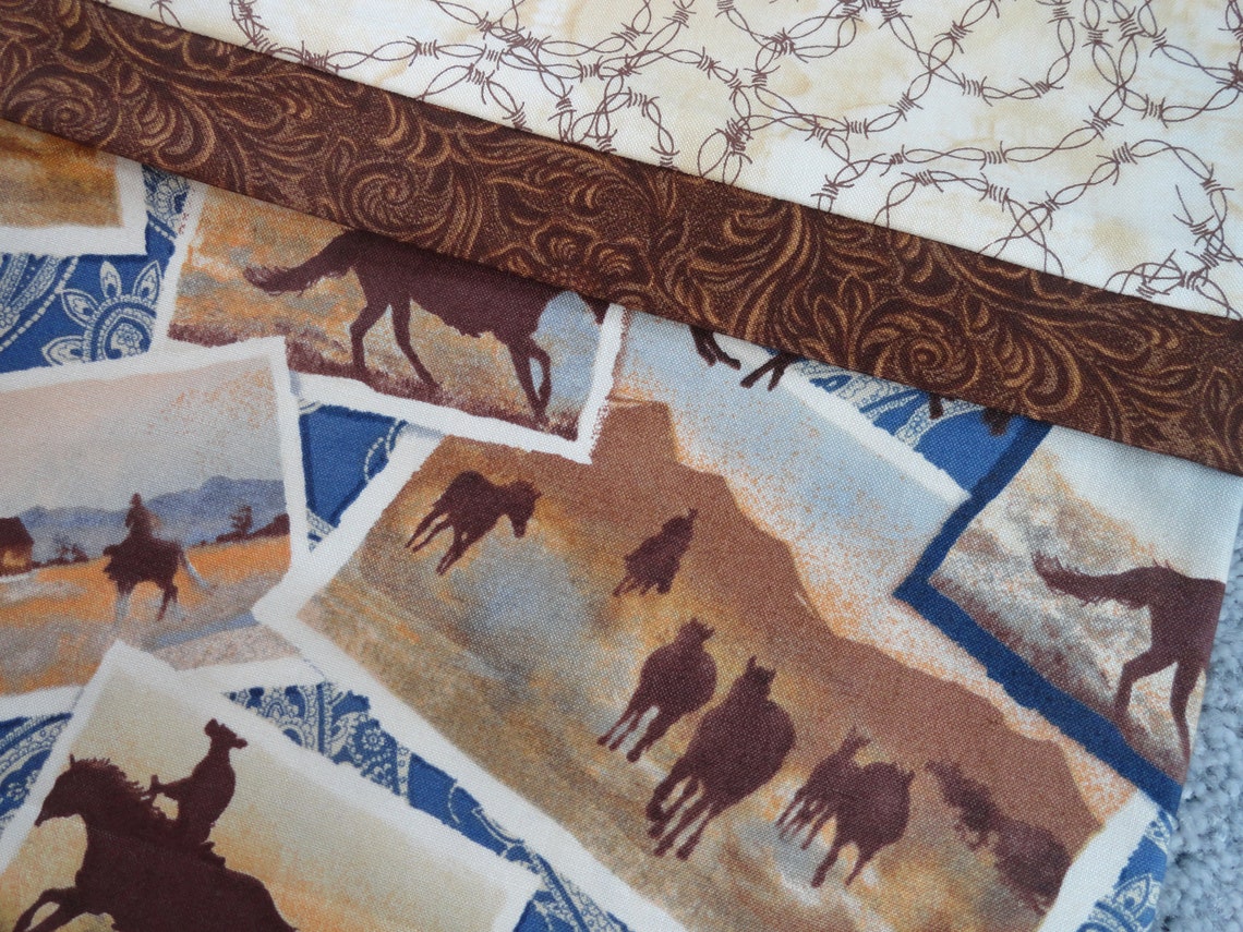 Western Themed Lap Quilt, Cowboy Quilt, Red Western Quilt, Blue Western ...