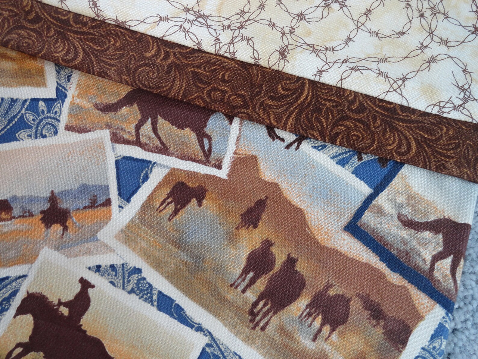 Western Themed Lap Quilt, Cowboy Quilt, Red Western Quilt, Blue Western ...