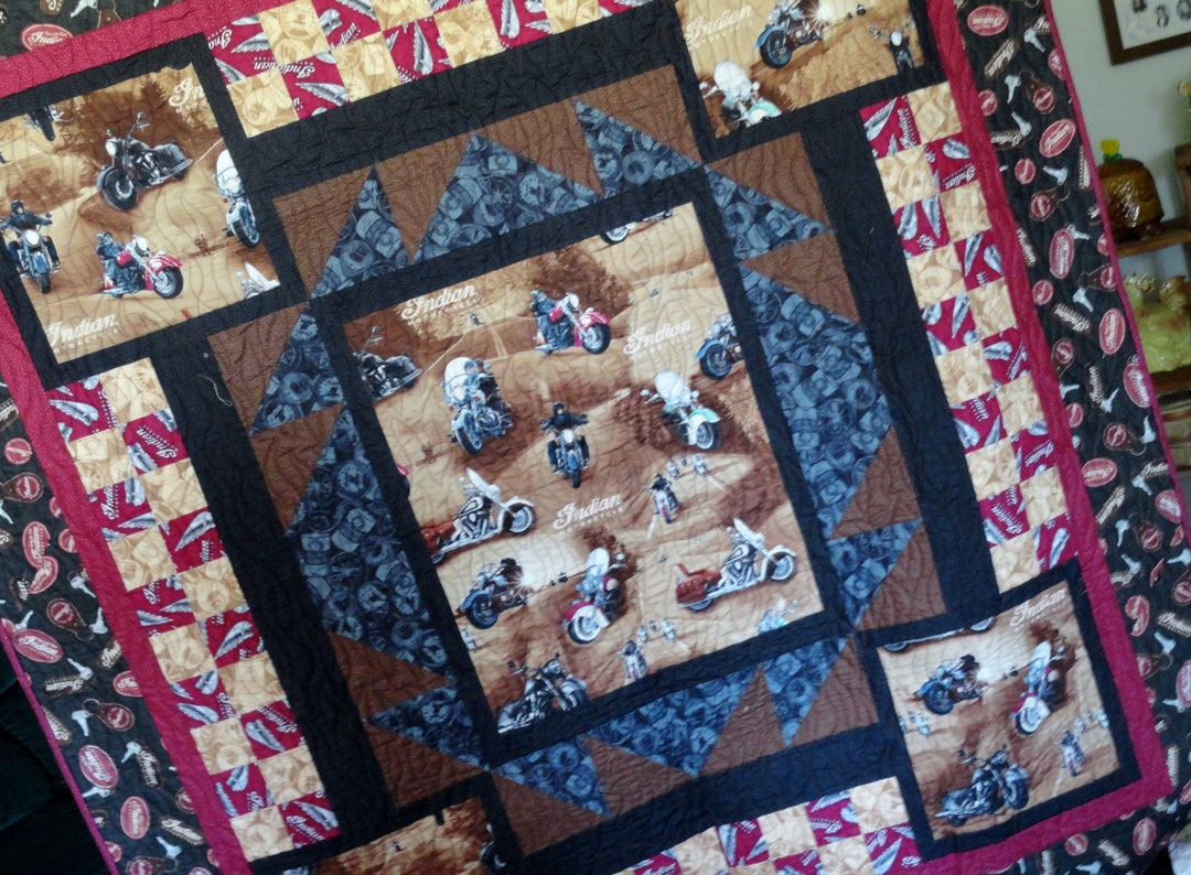 Motorcycle Quilt/indian Motorcycle/lap Quilt/motorcycle - Etsy
