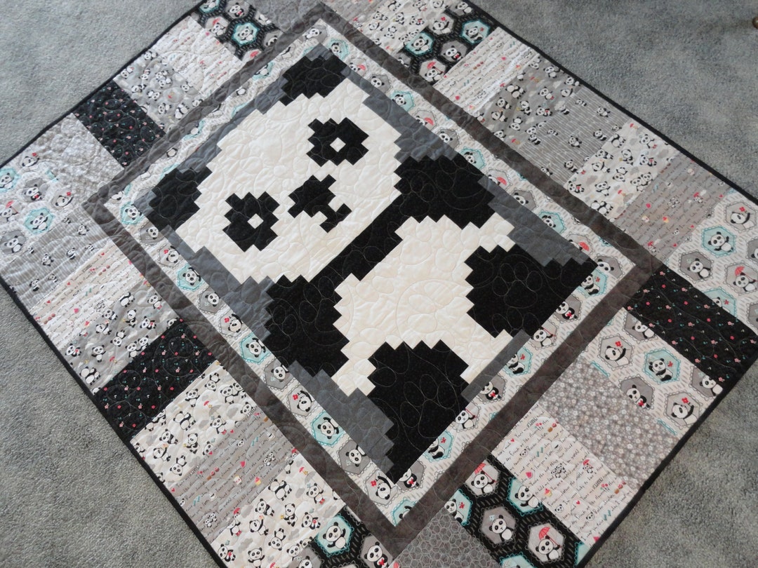 Panda Quilt/panda Lap Quilt/panda Baby Quilt/black Panda Bear/red Panda ...