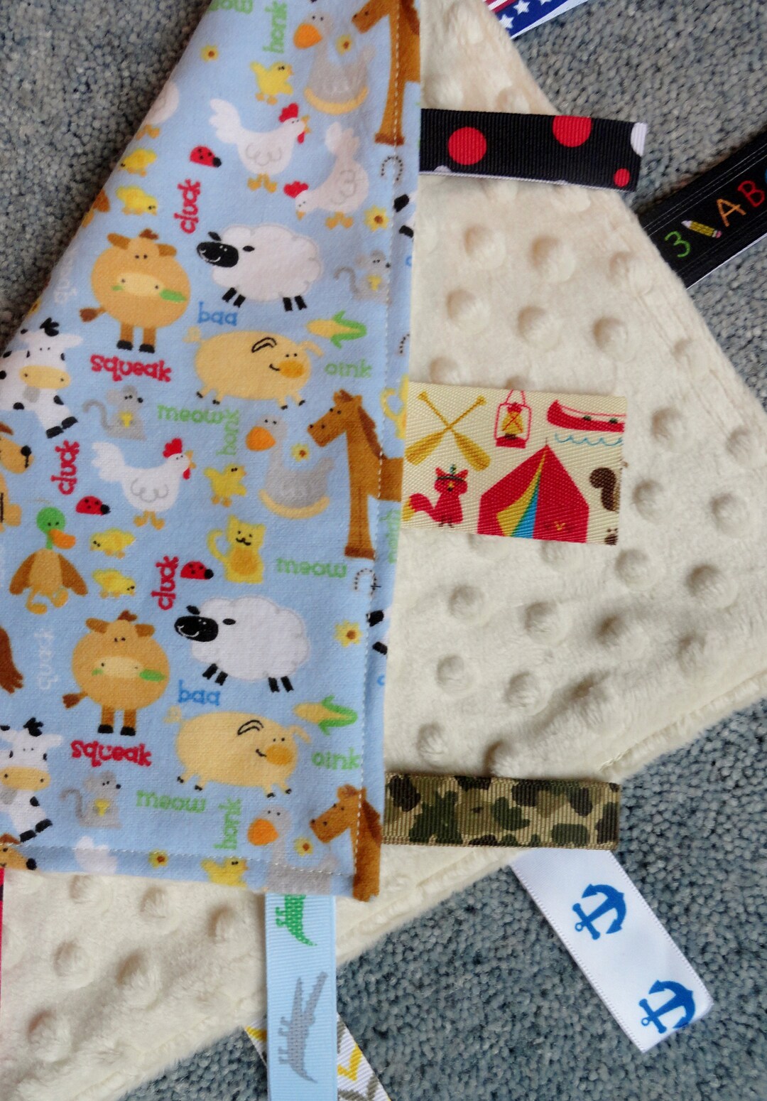 Farm Animals Baby Blanket, Receiving Blanket,sensory Lovey,minky Lovey ...