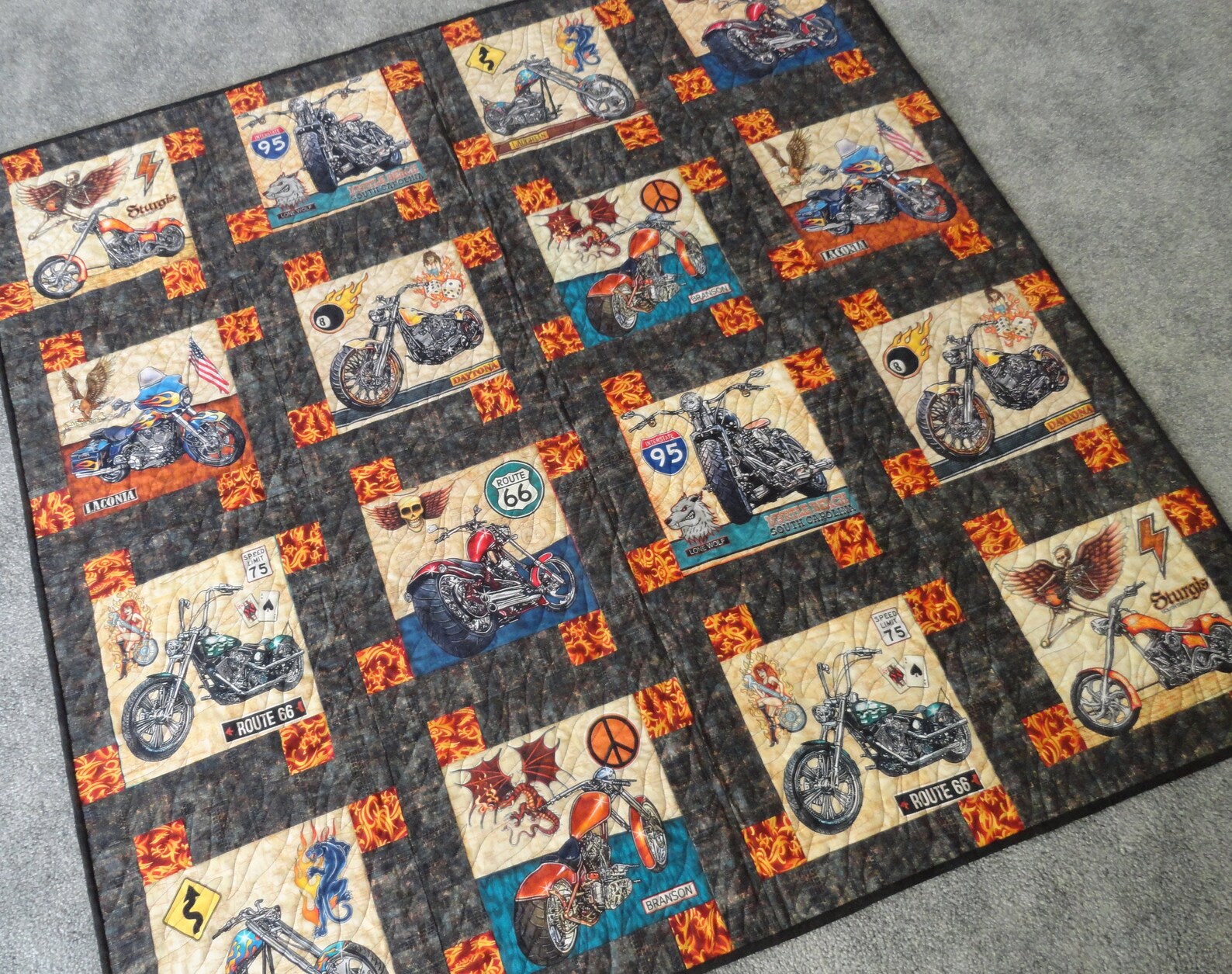 Motorcycle Quilt/motorcycle Rally Quilt/laughlin/branson/sturgis ...