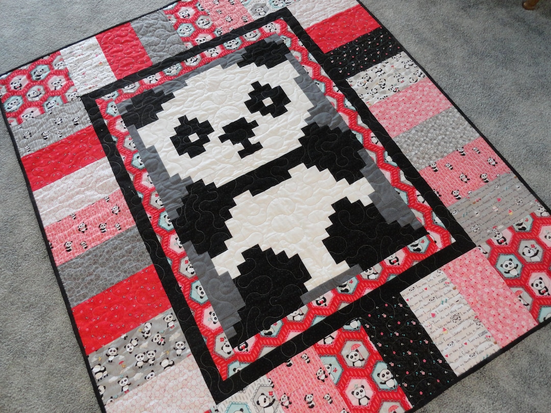 Panda Quilt/panda Lap Quilt/panda Baby Quilt/black Panda Bear/red Panda ...