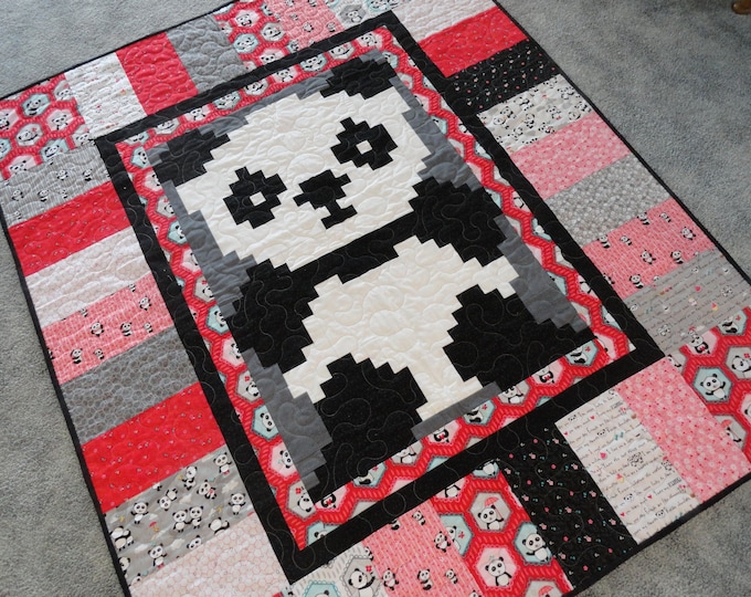 Panda Quilt/panda Lap Quilt/panda Baby Quilt/black Panda Bear/red Panda ...