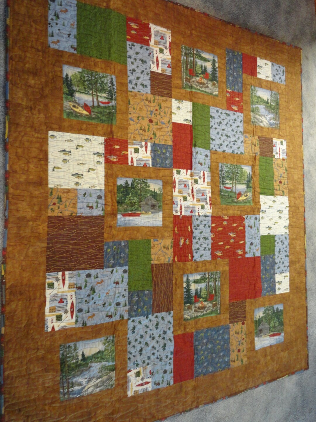 Outdoor Themed Lap Quilt/fishing Quilt/wildlife Quilt/camping Quilt ...