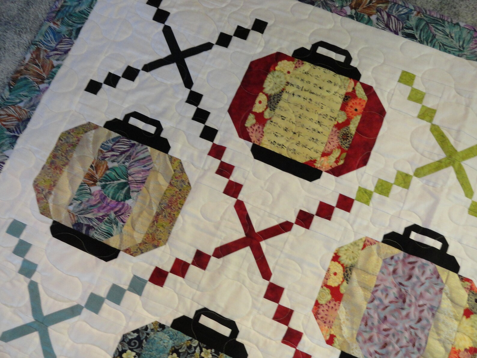 Oriental Quilt/oriental Lap Quilt/lantern Quilt/lantern Lap Quilt ...