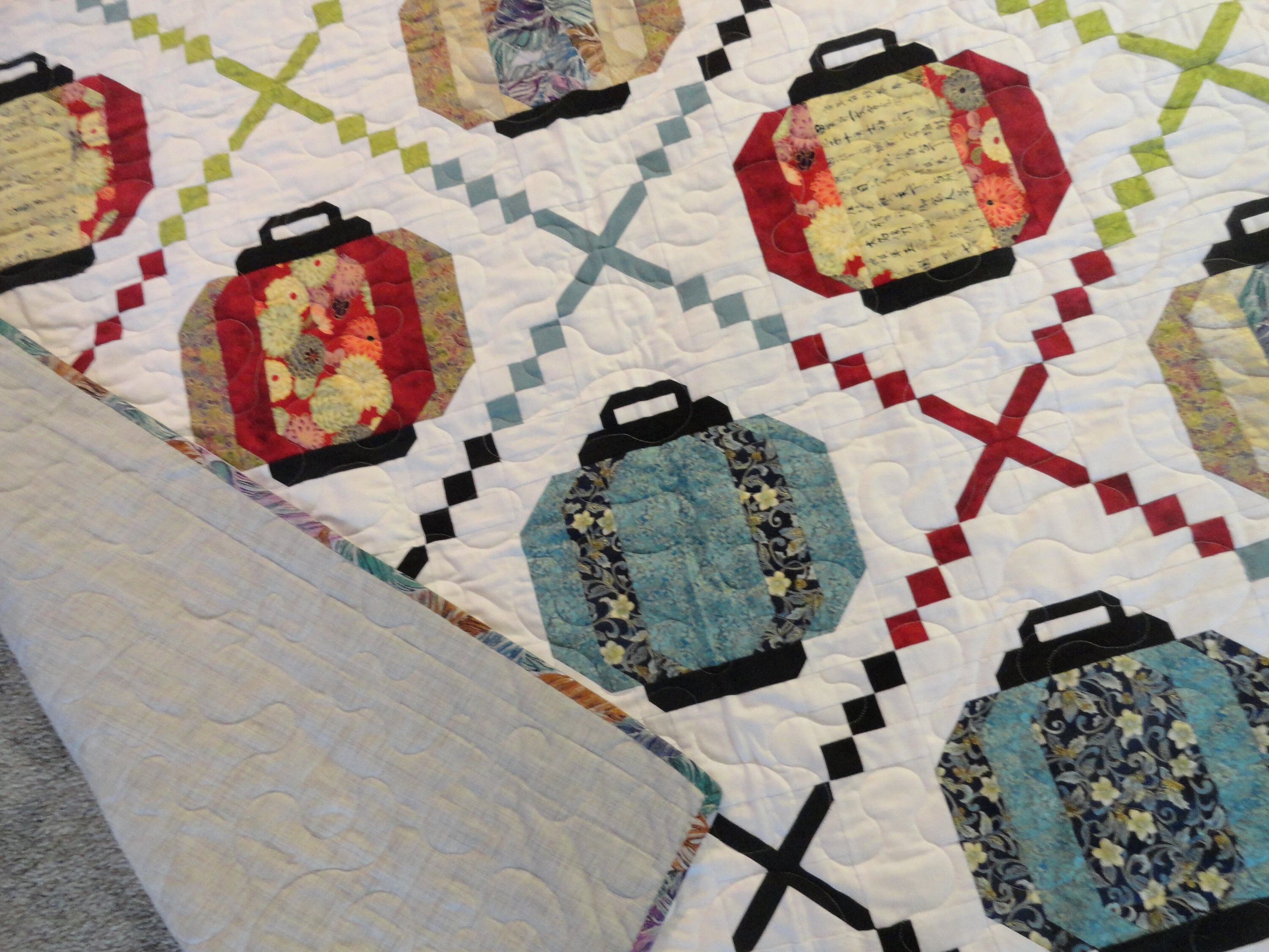 Oriental Quilt/oriental Lap Quilt/lantern Quilt/lantern Lap Quilt ...