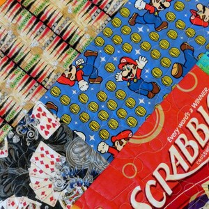 Games Lap Quilt, Family Room Quilt, Chess, Scrabble, Cards, Monopoly ...