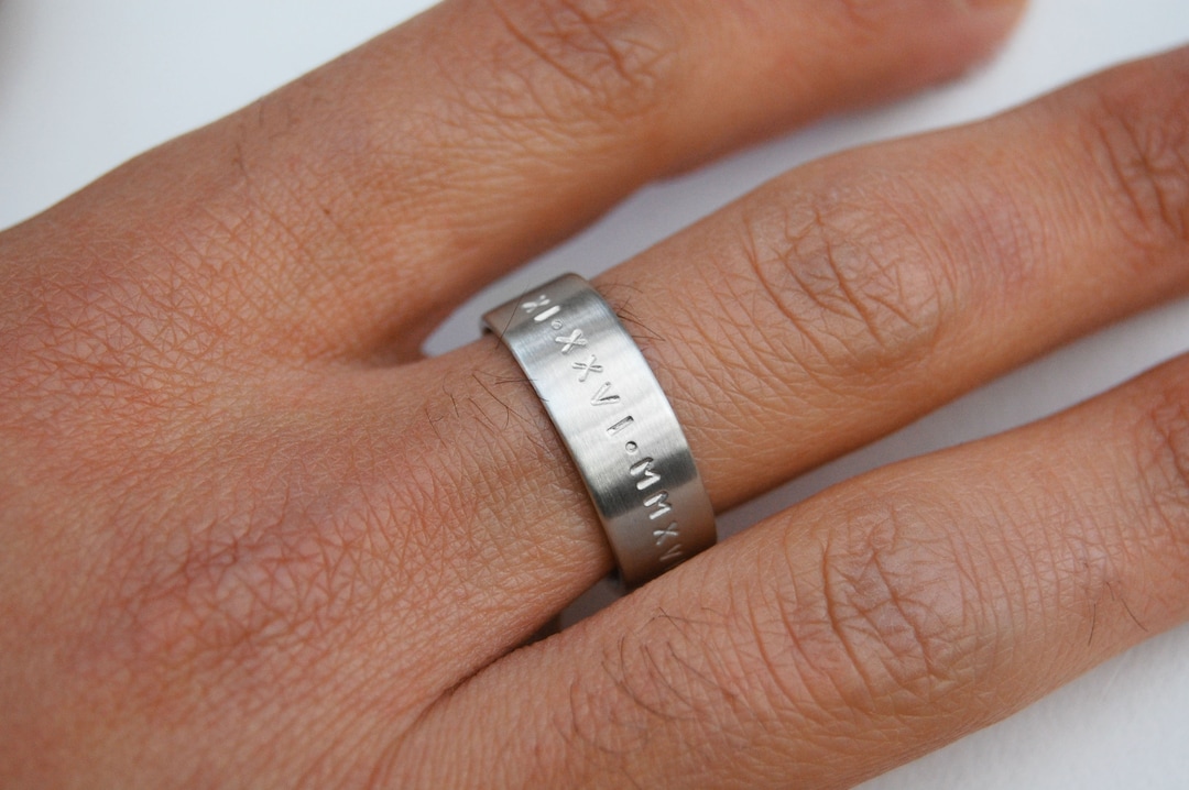 Men's Engraved Personalised Ring Sterling Silver - Etsy UK